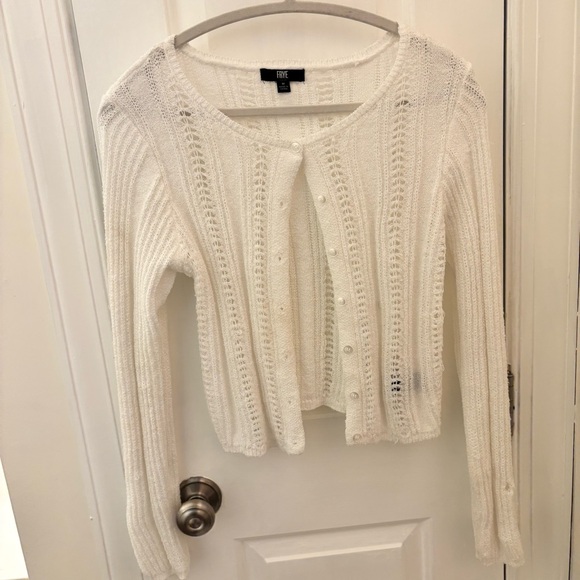 Frye | Sweaters | Rare Frye Distressed Ivory Knit Cardigan Pearl ...